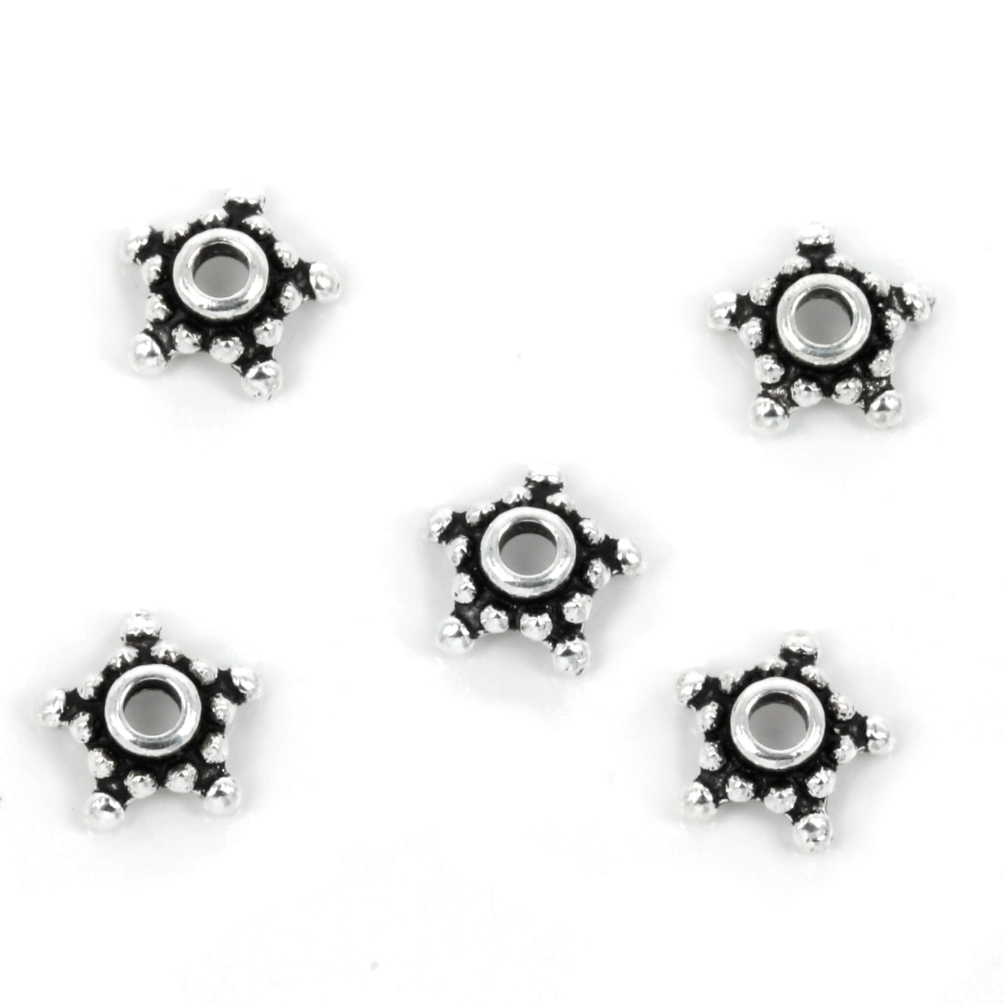 Bali-Style Star Granulation Bead Caps in Sterling Silver 8mm ...