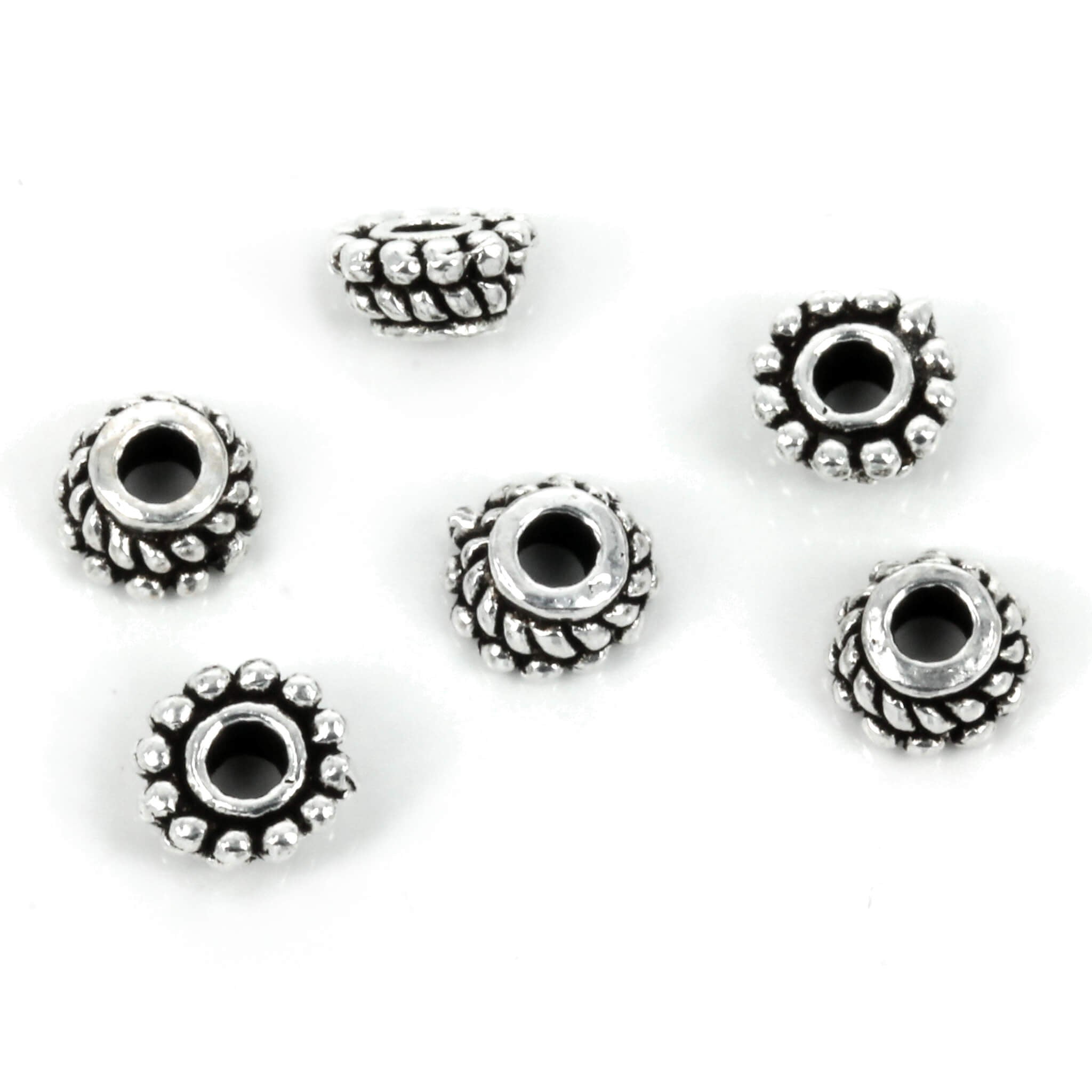 Bali-Style Granulation & Twists Bead Caps in Sterling Silver 6mm ...