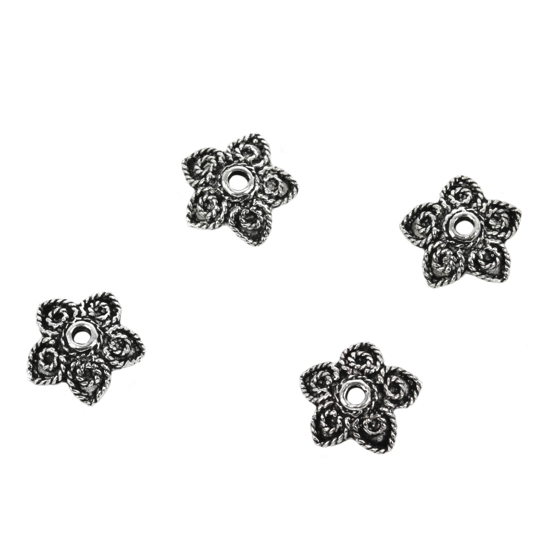 Bali-Style Star Bead Caps in Sterling Silver 10mm – SilviaFindings