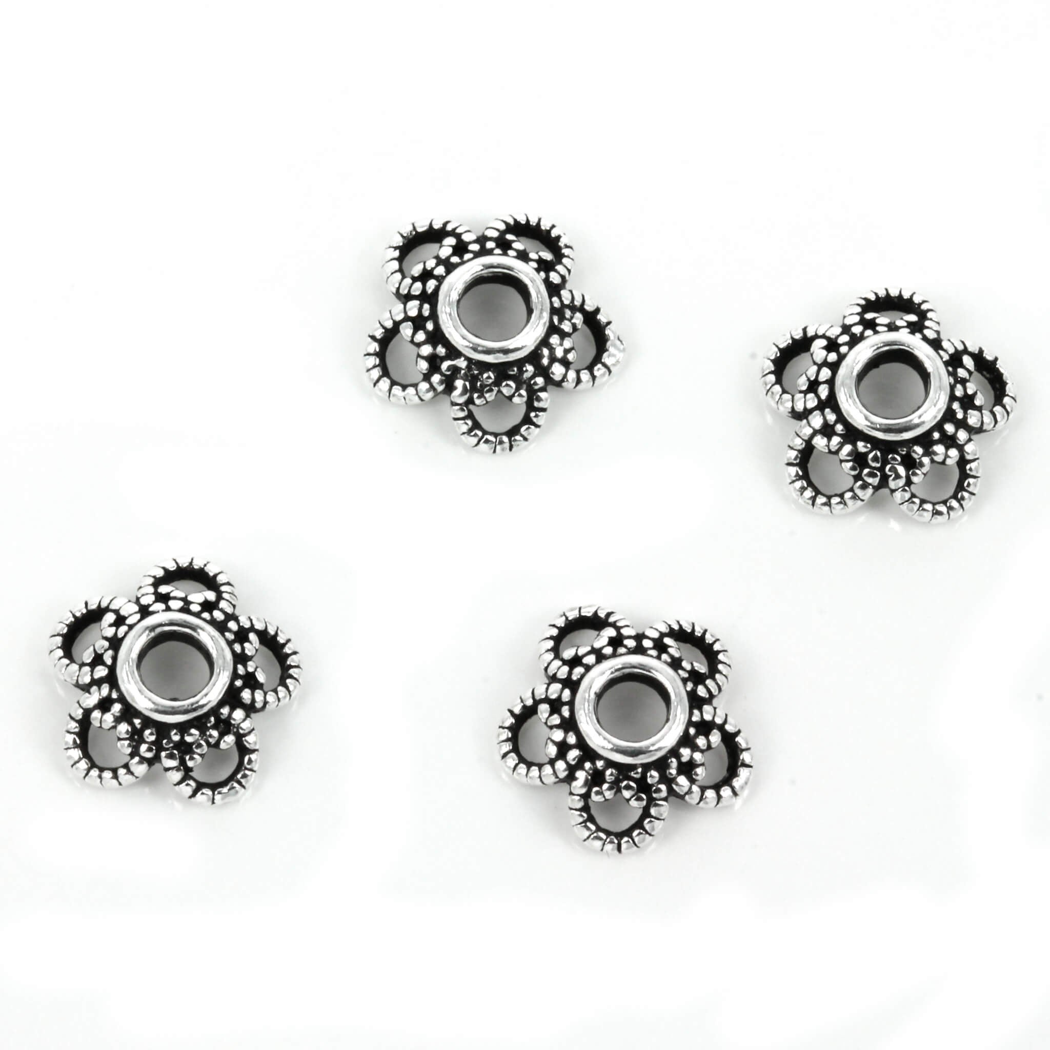 Bali-Style Open Flower Bead Caps in Sterling Silver 10mm – SilviaFindings