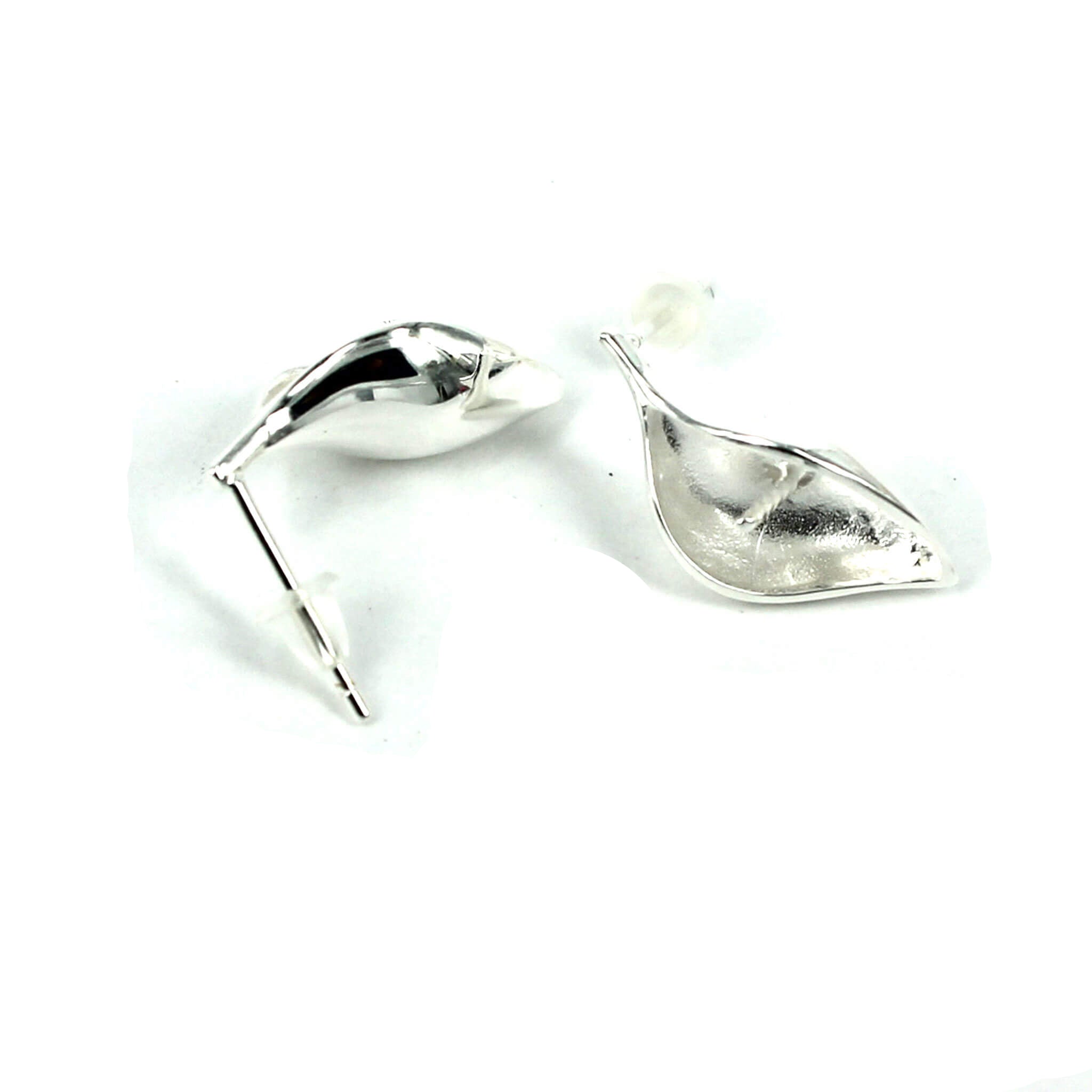Cala Lily Ear Studs with Cup and Peg Mounting in Sterling Silver 5mm ...