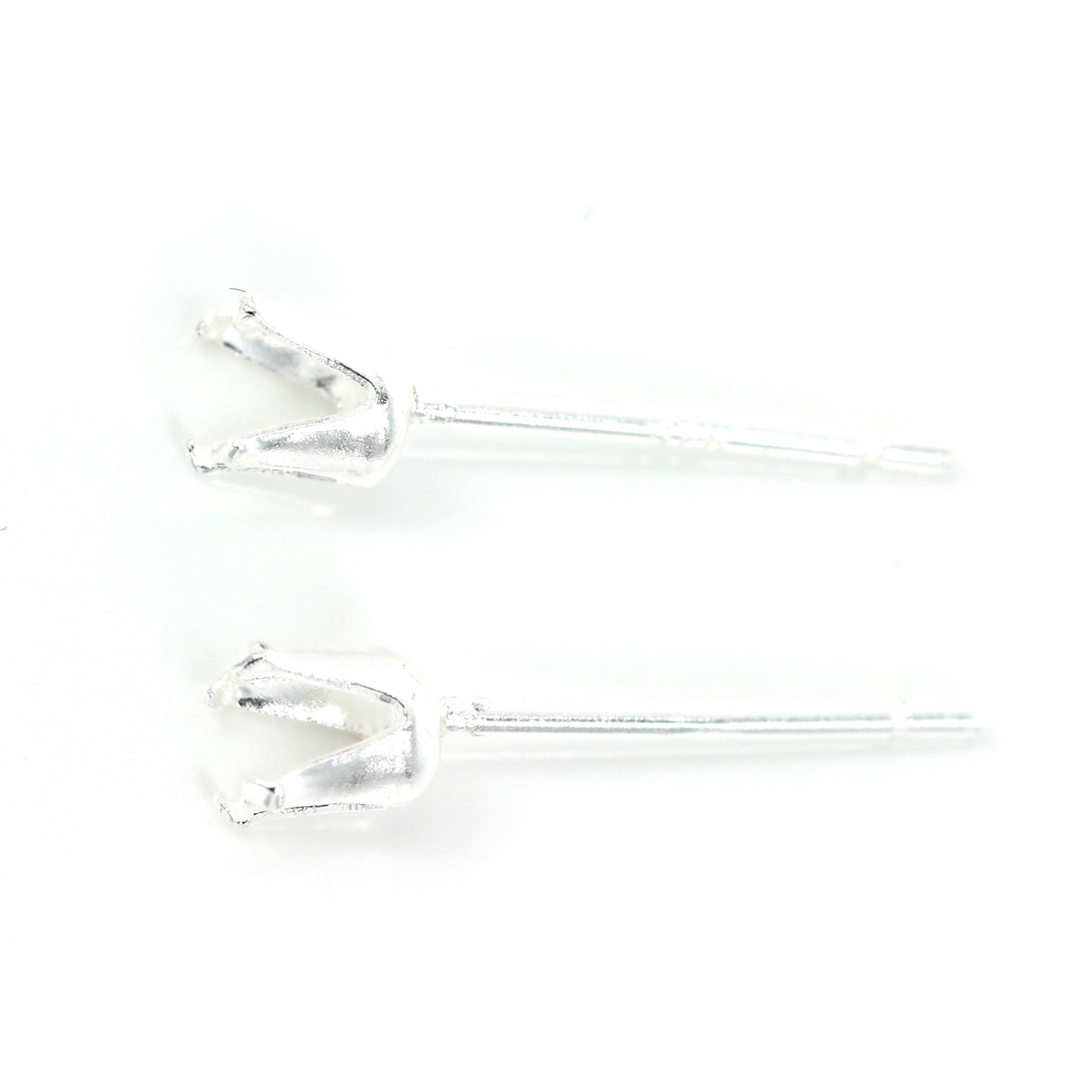 Ear Studs with Crown Mounting in Sterling Silver 3mm – SilviaFindings