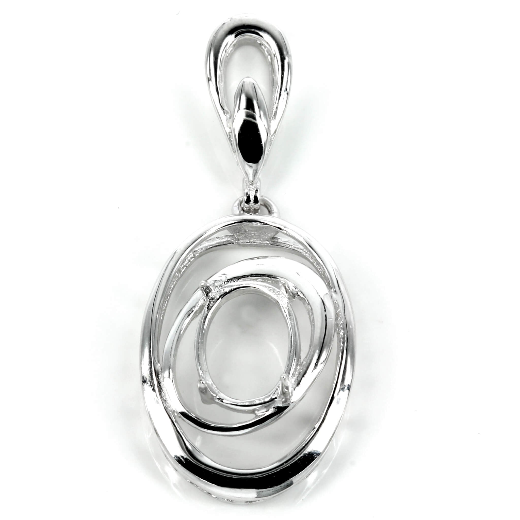 Oval pendant with soldered loop and bail in sterling silver for 6x8mm ...
