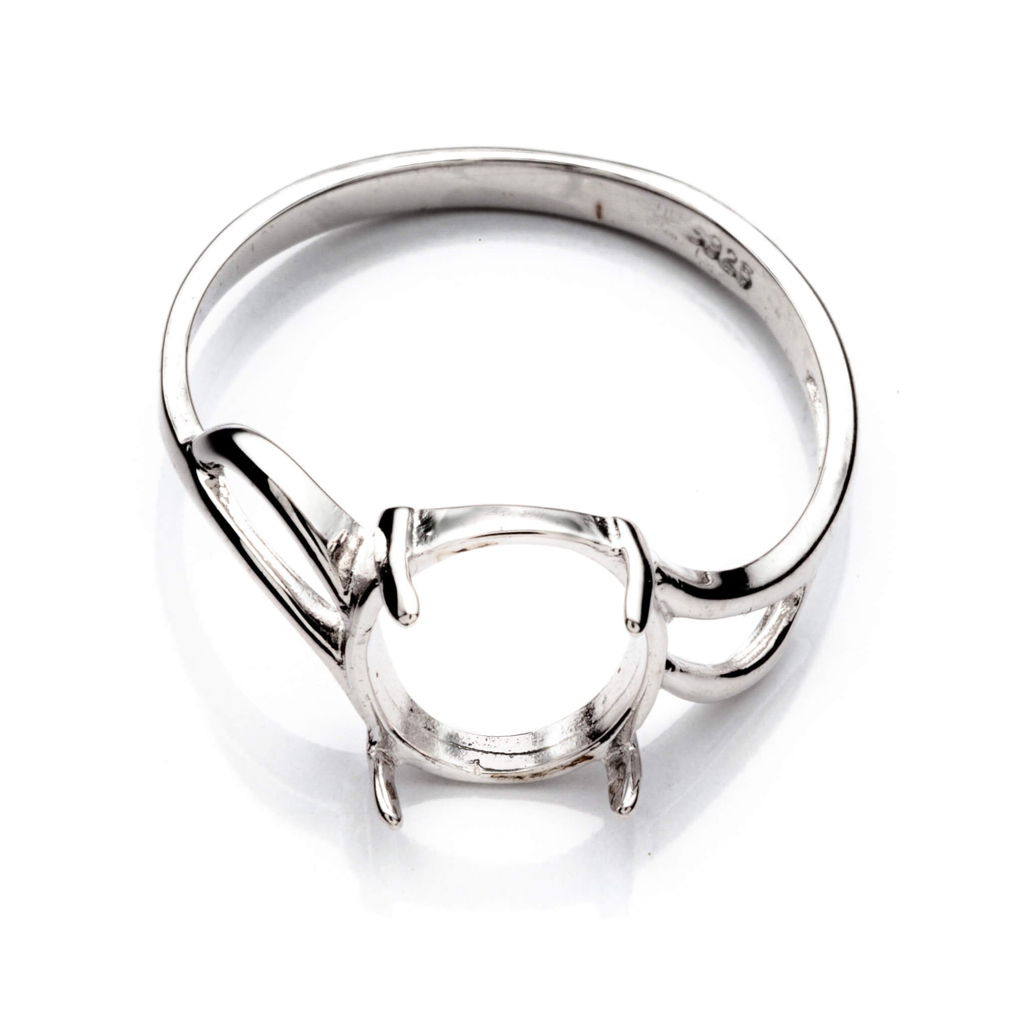 Cross-Over Ring with Oval Prong Mounting in Sterling Silver 8x10mm ...