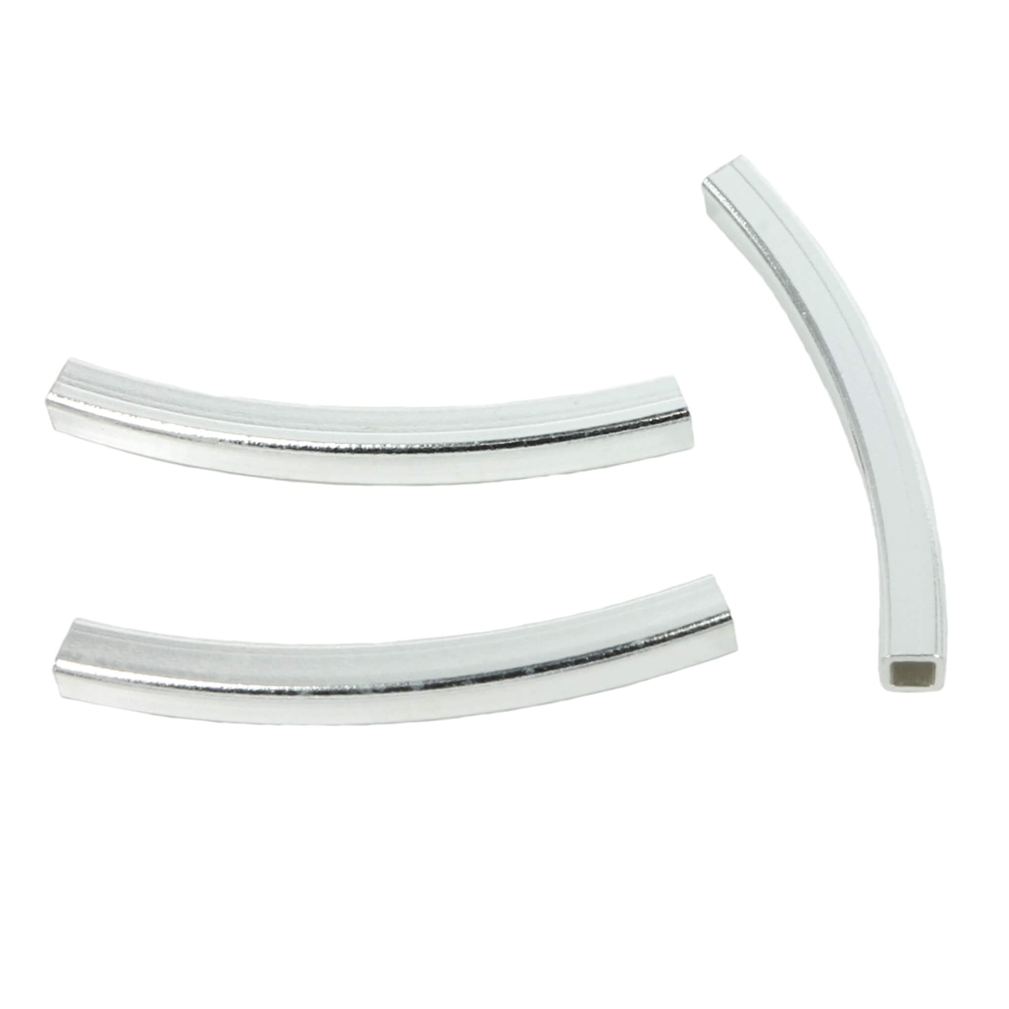 Curved Square Tube Bead in Sterling Silver 20x2mm – SilviaFindings